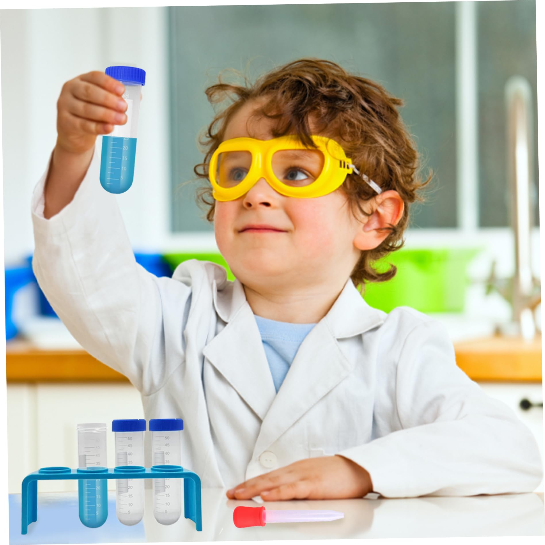 heiheiyo Pack of 9PCS Kids Test Tubes 50ml Plastic Test Tubes for Children Scientist Test Tubes with Stand and Tip Dropper for Kids