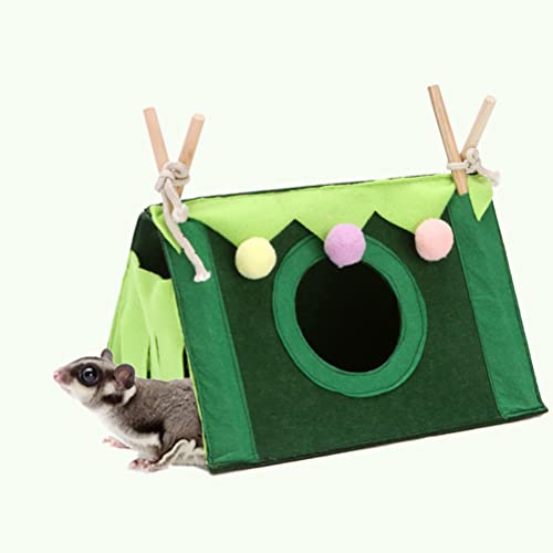 LUOZZY Hamster Tent Hamster Hideout Houses Guinea Pig Hideaway Small Animal Tents Hedgehog Bed Wooden Stick Triangle Tent Pet Supply