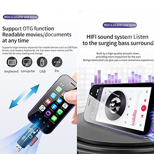 Soyes XS14Pro Mini 4G Smartphone 3.0 Inch Quad Core Dual Sim Ultra Thin Unlocked Card Mobile Phone WiFi Bluetooth Hotspot Student Pocket Cellphone (Black 2GB RAM 16GB ROM)