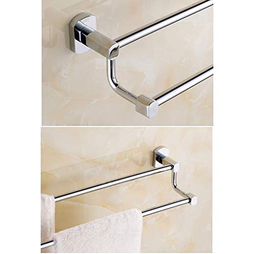 DREANNI Bathroom Shelves, Wall Mounted Towel Rack Bracket Chrome with 2 Hooks Bathroom Towel Rack Accessory/100Cm