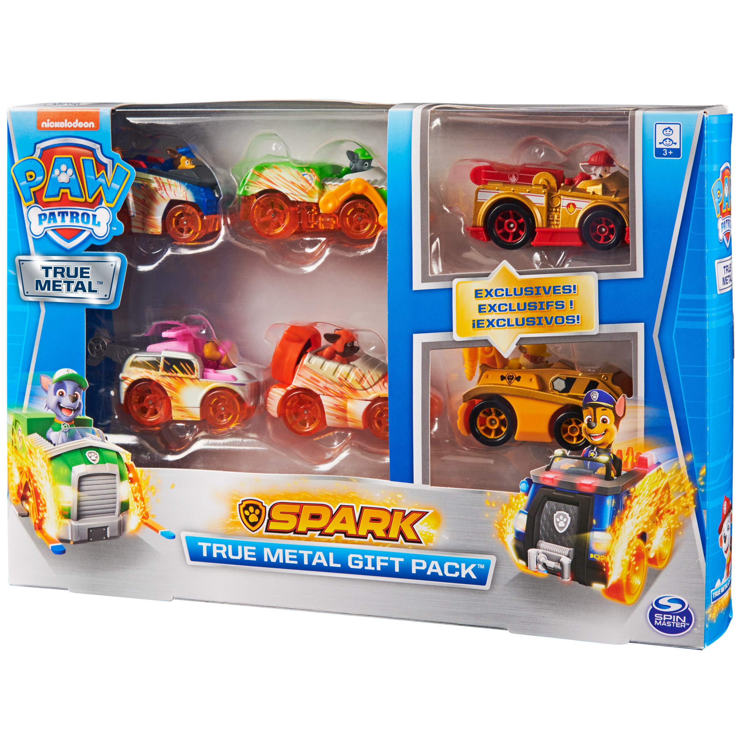 Paw Patrol, True Metal Spark Gift Pack of 6 Collectible Die-Cast Vehicles, 1:55 Scale