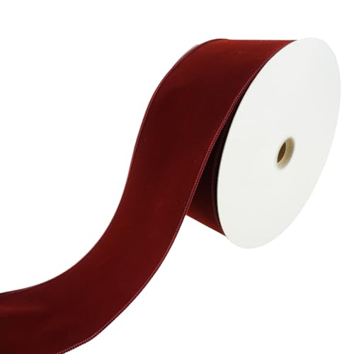 Christmas Velvet Wired Edge Ribbon, Burgundy, 4-Inch, 50-Yard Buy from Tchoice