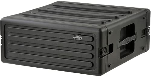 SKB Cases 4U rSeries Standard Roto Molded LLDPE Rack with Flush Carry Handles and Non-Slip Rubber Feet, Includes Rack Mount Screws