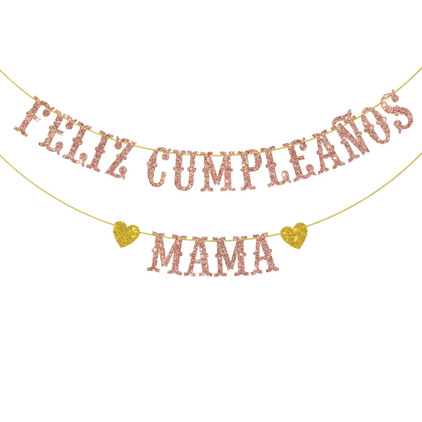 Helewilk Feliz Cumpleaños Mama Banner/Spanish Happy Birthday Mom Banner/Mexican Fiesta Theme Mom' Birthday Mother's Day Party Decorations/Rose Gold Glitter