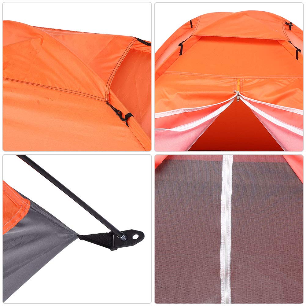 Camping Tent, Outdoor Large Space Stable Structure 2 Person Single Layer Tent, Waterproof Wear Resistant Portable Lightweight Instant Tent for Camping Climbing Fishing Beach