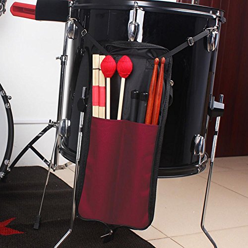 Tbest Drum Stick Bags Sacoche Baguette,Drum Sticks Bag Holder,IRIN Drum Stick Storage Hanging Bag Drumstick Portable Handbag with Handle 5 Colors Available(Black/Red/Green/Blue/)(Red)