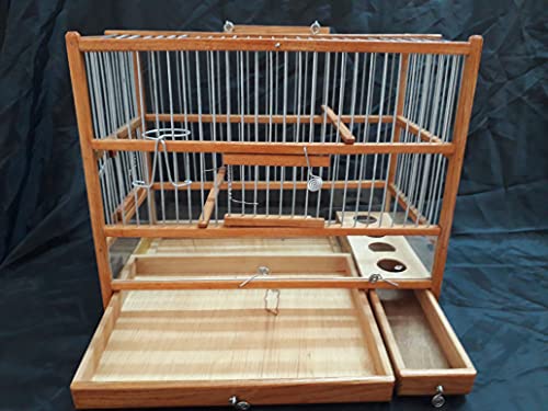 Wooden Hand Crafted Bird Cage; Slide Out Tray, Plexiglas