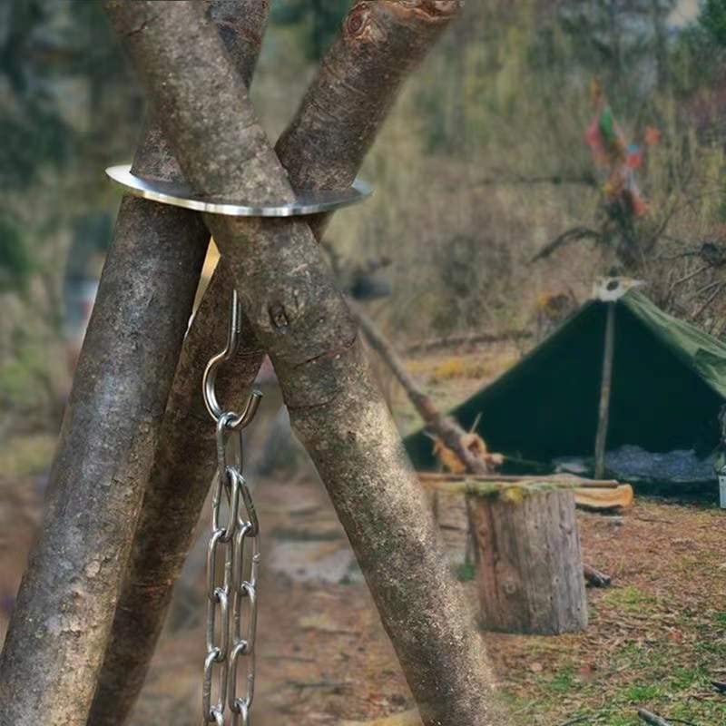 Camping Tripod Board, YOUEBGE Outdoor Cooking Tripod, Turn Branches into Campfire Tripod, Portable Camping Gadget with Adjustable Chain for Picnic Hanging Pot Cookware Accessory with Storage Bag