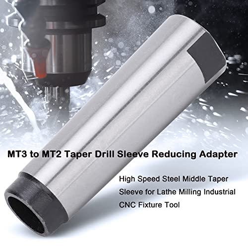 Eboxer MT3 to MT2 Taper Drill Sleeve Reducing Adapter, High Speed Steel Middle Taper Sleeve for Lathe Milling Industrial CNC Fixture Tool