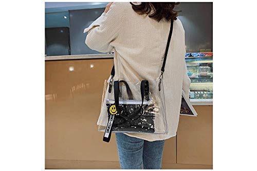 Clear Bags For Women Transparent Crossbody Shoulder Bag Handbag Tote (Black)