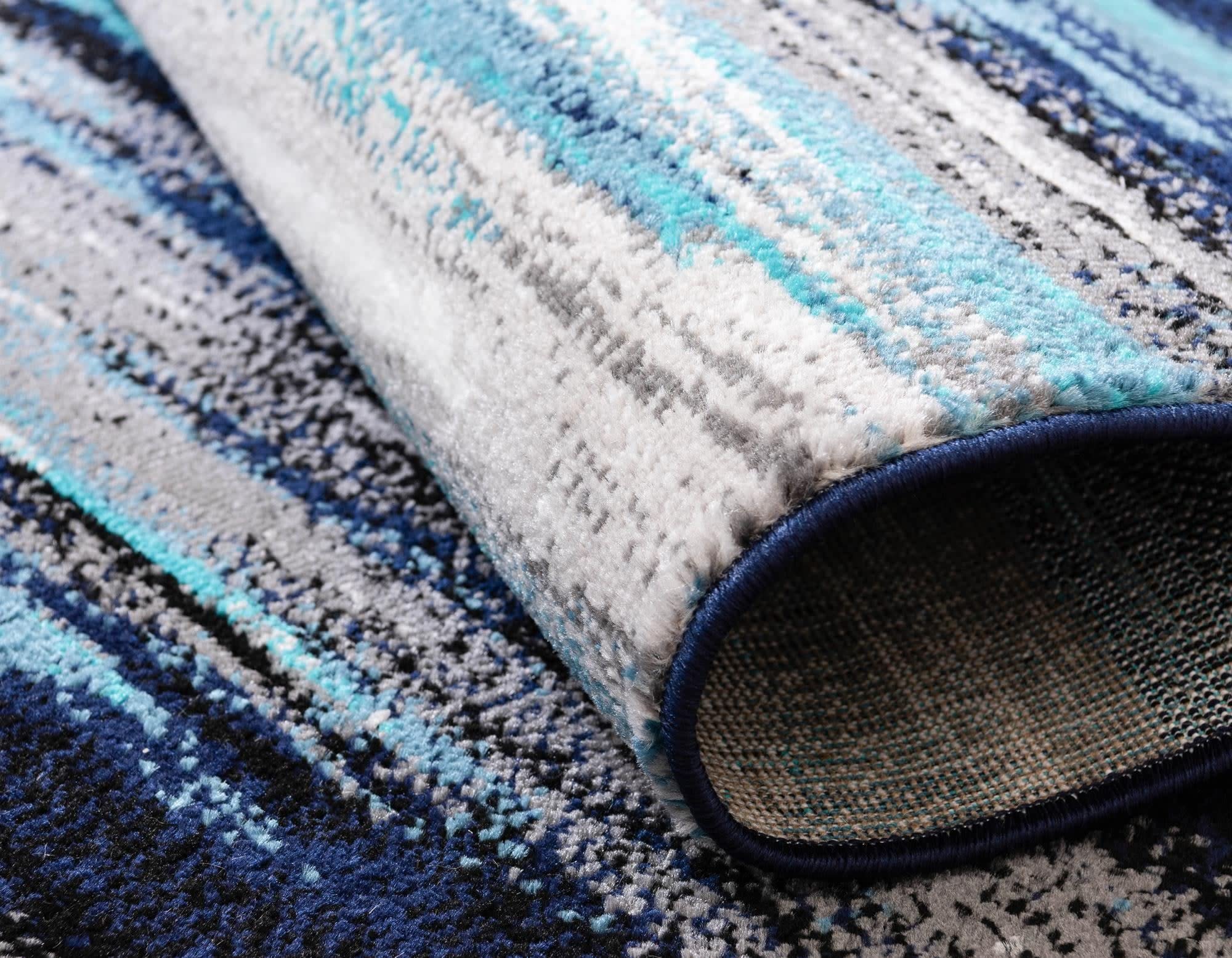 Unique Loom Metro Collection Area Rug (6' 1" x 9' Rectangle, Navy Blue/ Beige)