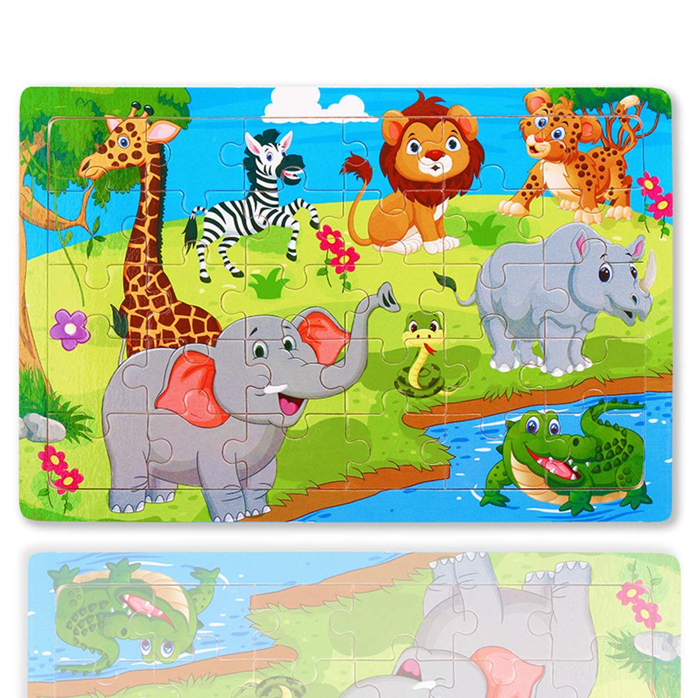 Puzzles for Kids Ages 3-5, 6 Pack Wooden Jigsaw Puzzles for Toddlers 30 Pieces Preschool Educational Learning Toys Set for Boys and Girls