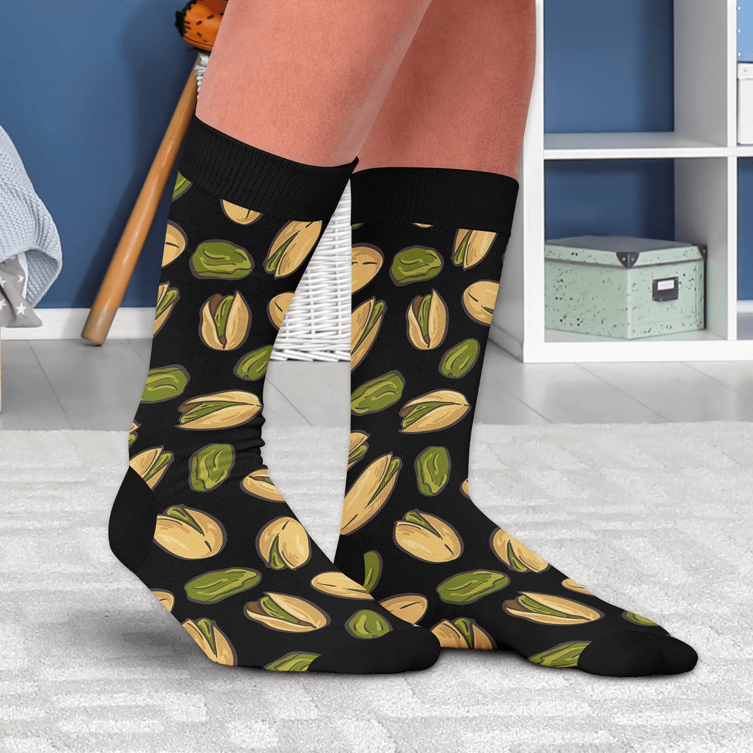 Catilo Roasted Pistachio Seed Shell Novelty Socks Crazy Funny Dress Crew Socks Gift For Women Men
