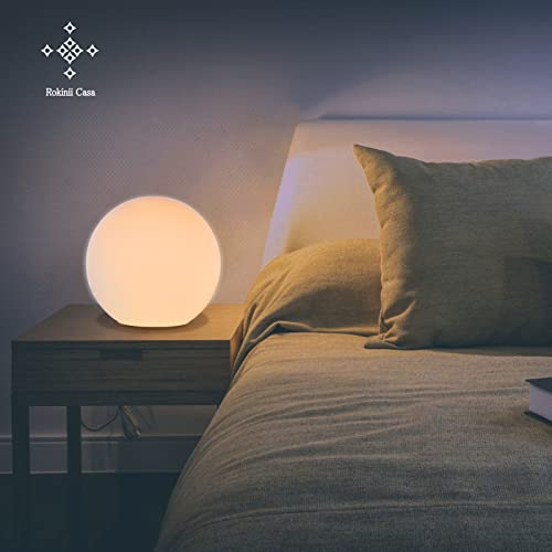 Rokinii Casa 7.8 Inch Ball Table Lamp with Glass Shade, Ball Light Bookshelf Lamp for Bedroom, Dorm, Office and Bedroom Bookshelf Reading Decoration, Without Bulb