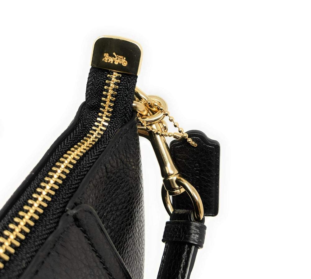 COACH Pebbled Leather Marlon Hobo Shoulder Handbag (IM/Black)