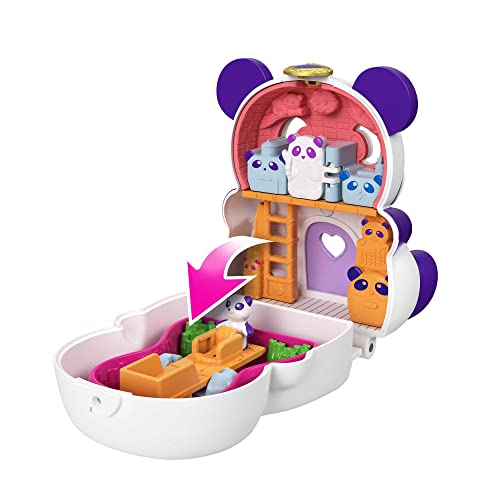 Polly Pocket GTM58β Flip & Find Panda Compact, Flip Feature Creates Dual Play Surfaces, Micro Doll, Panda Figure & Surprise Reveals, Great Gift for Ages 4 Years Old & Up, 10.0 cm*5.0 cm*9.0 cm
