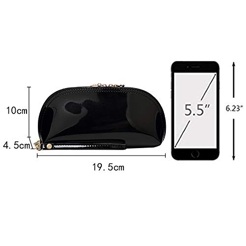 Women Ladies Wallet Zi Around Patent Leather Clutch Wristlet Elegance Coin Purse Card Holder