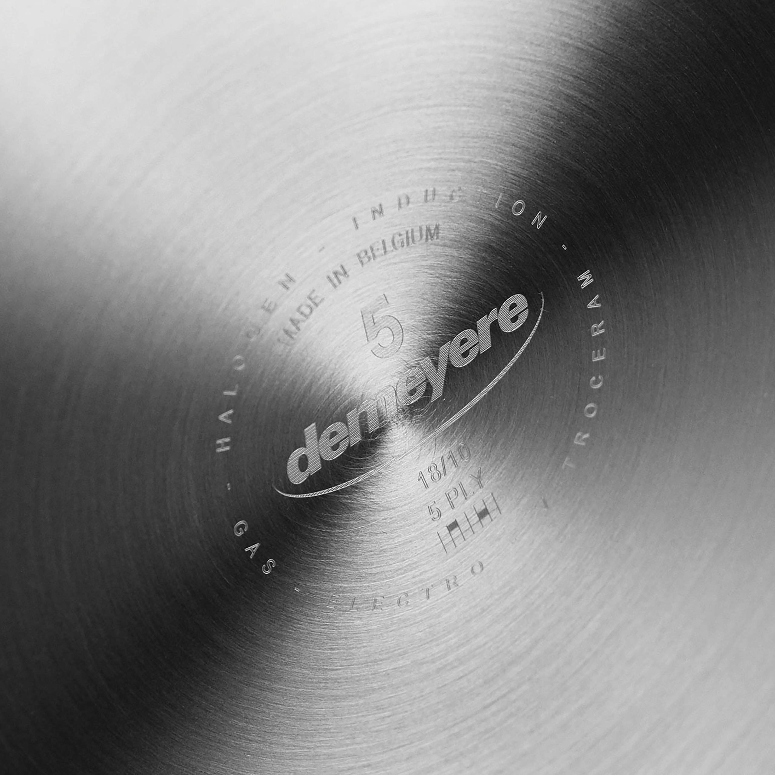 Demeyere 5-Plus 12.5" Fry Pan Skillet with Glass Lid - 5-Ply Stainless Steel, Made in Belgium