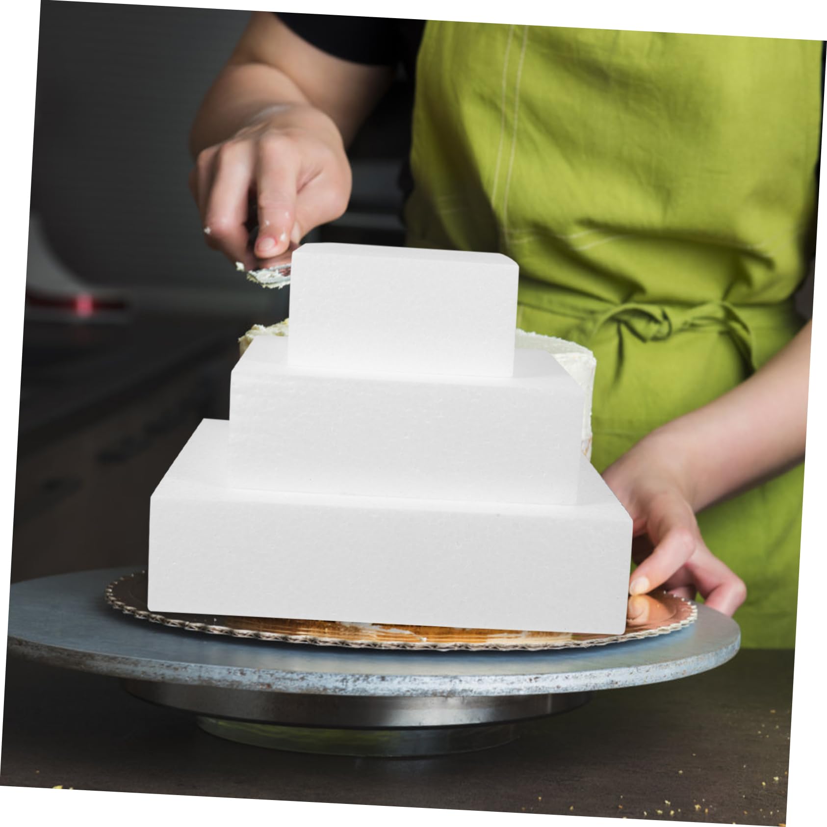 COLLBATH 3pcs Foam Cake Model Cake Foam Display Cake Foam Cake Foam Cake Dummies Faux Wedding Cakes Wedding Cake Stands Party Accessories Big Cake to Rotate White Round