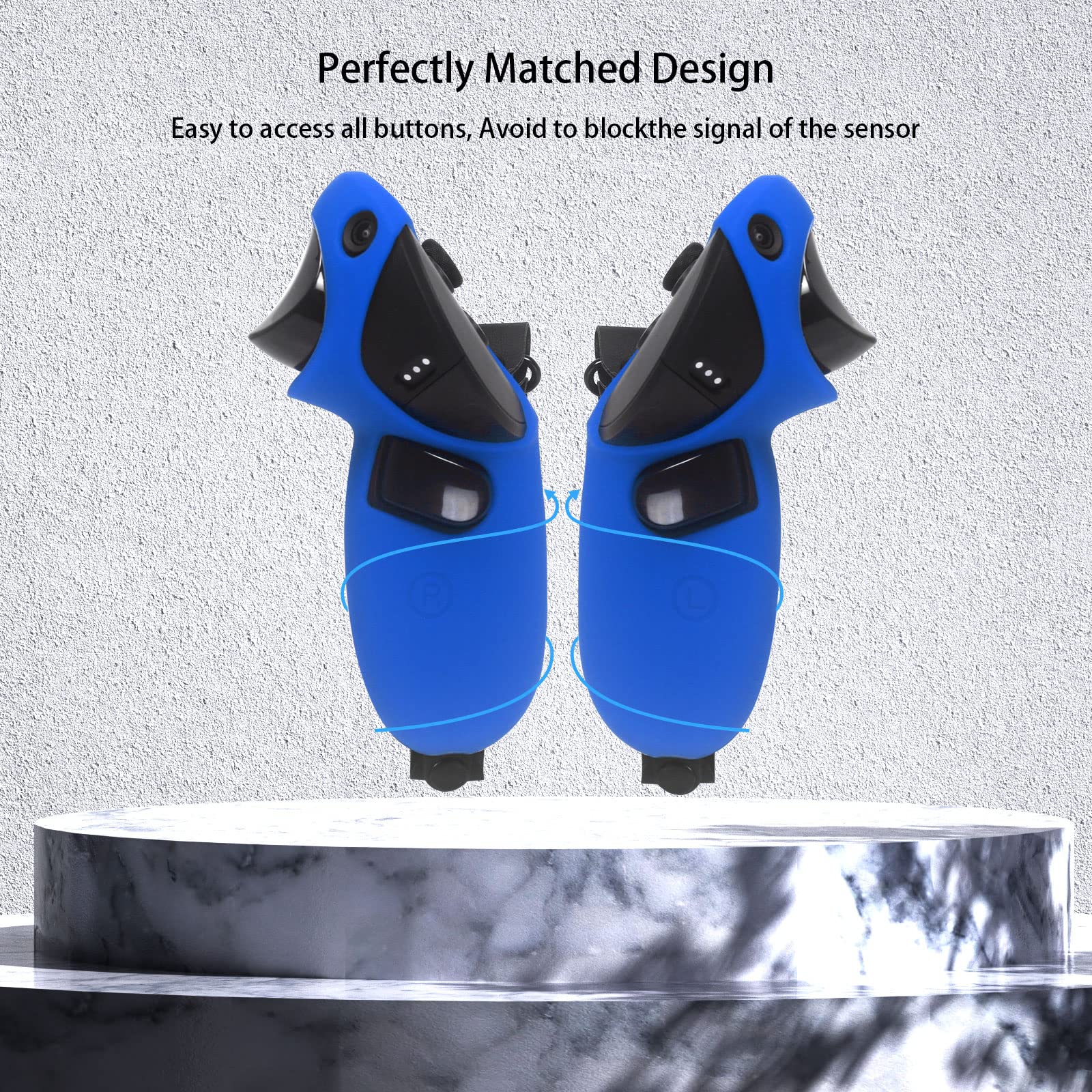 Controller Grips Cover Compatible with Oculus Quest pro Accessories, with Battery Opening Cover and Anti-Detachment Strap (Blue Grips)