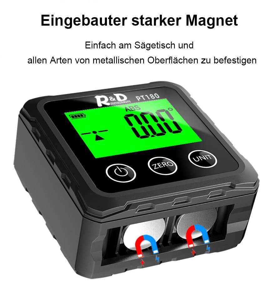 Digital Angle Finder Magnetic PT180 Table Saw Angle Finder Tool - Digital Inclinometer -4 of 90 Degree Finder Angle Cube Digital Protractor Bevel Gauge for Woodworking Micro Jig