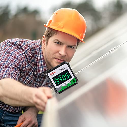 Digital Angle Finder, LEERCHUANG Inclinometer Angle Measuring Tool with Magnetic Base, Digital Angle Gauge/Protractor for Woodworking, Carpentry, Building, Automobile, Masonry – Green Light