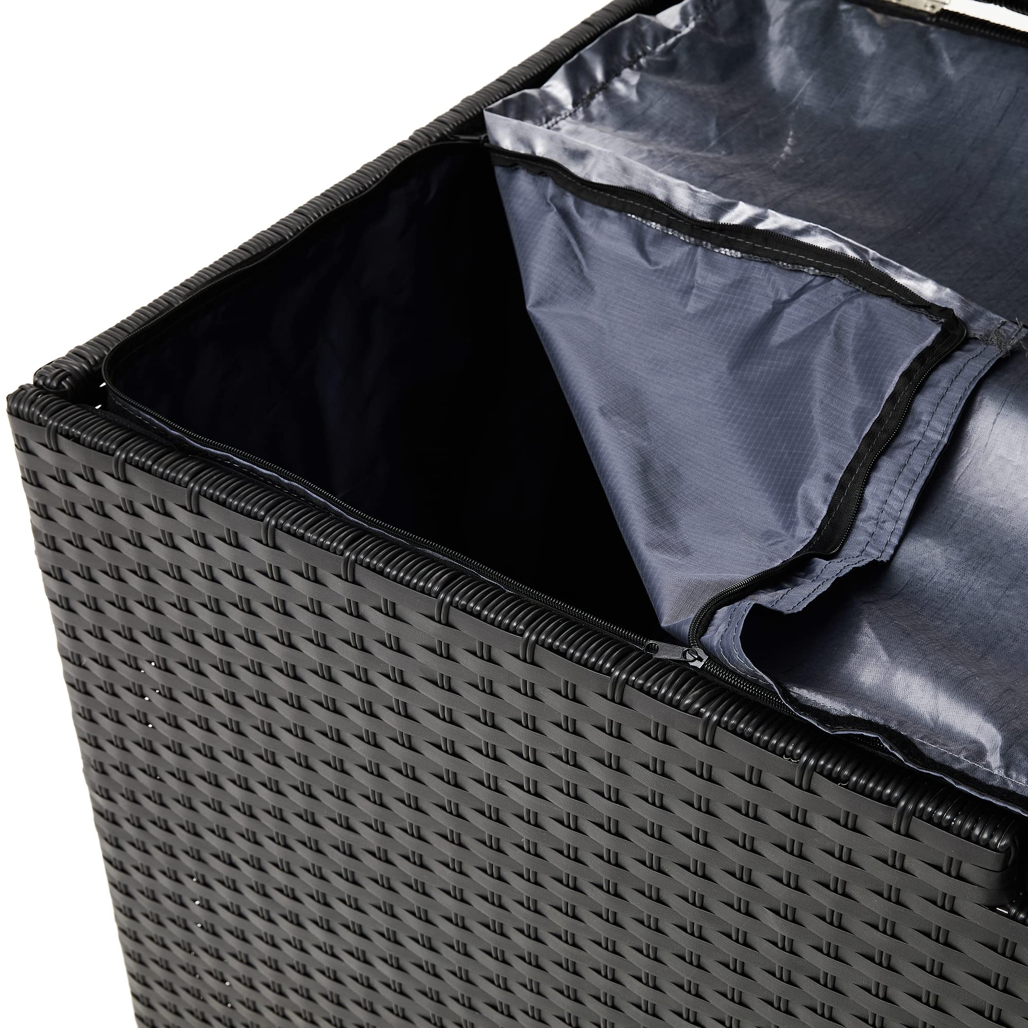 Glitzhome Patio Outdoor Deck Box, 140 Gallons Oversized All-Weather Cushion Wicker Storage Trunk Waterproof, Outside Storage Bin for Patio Furniture Covers, Cushion Pillows, Towels, Garden Tools,