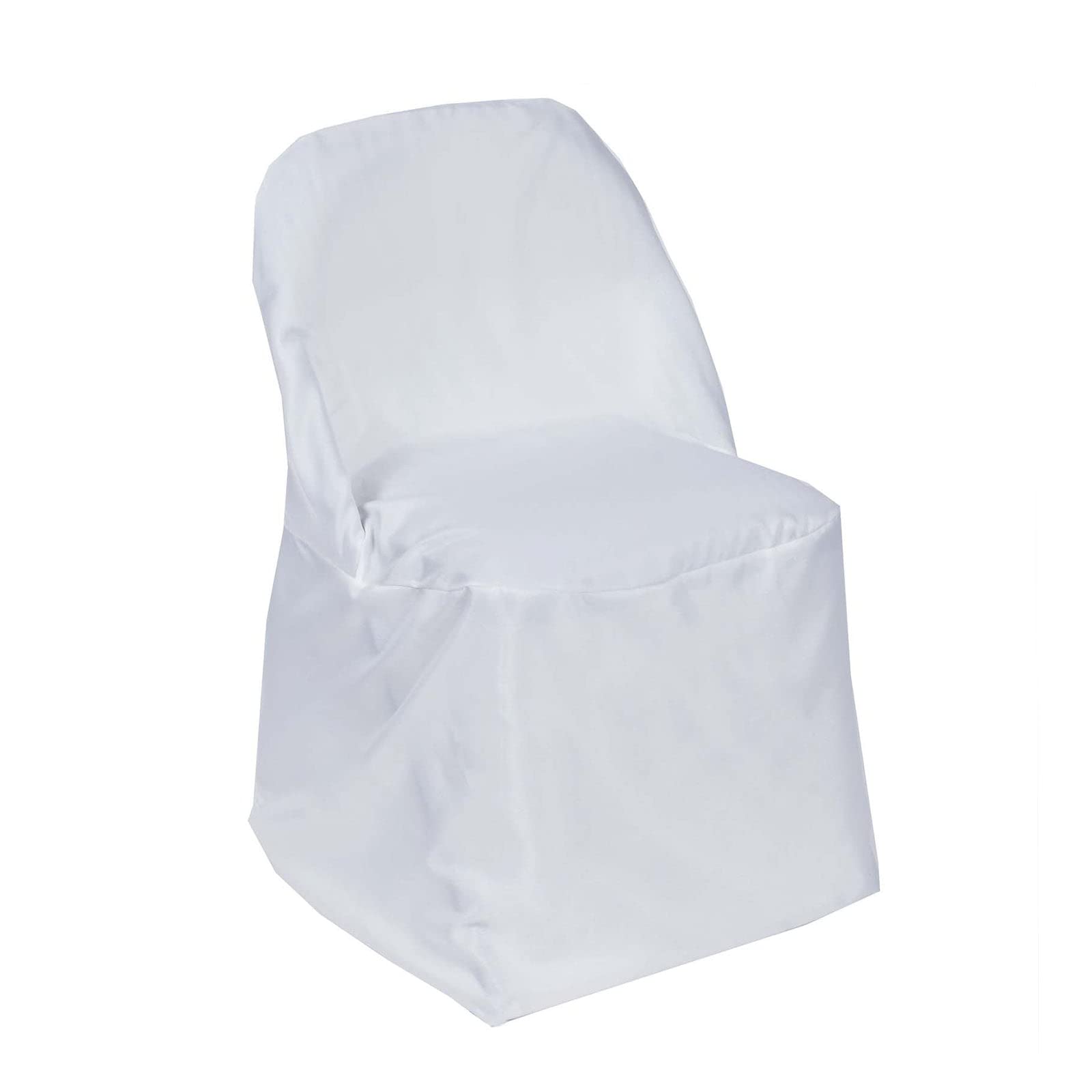 Tableclothsfactory 50pcs White Linen Polyester Folding Chair Cover Dinning Chair Slipcover for Wedding Party Event Banquet Catering