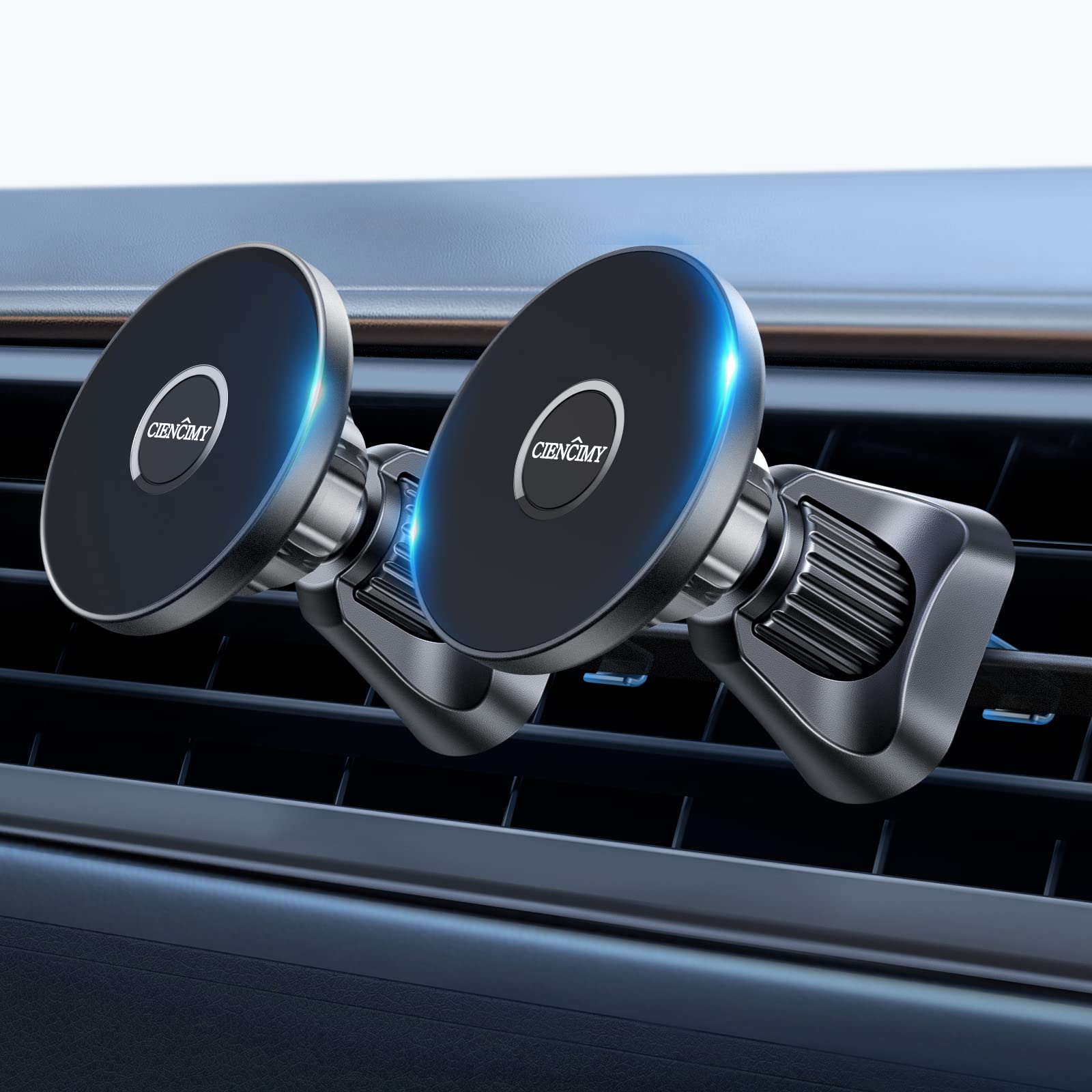 Ciencimy Magnetic Car Mount Compatible with MagSafe Case and iPhone 14 13 Pro Max Mini/iPhone 12 Pro Max Mini, 360° Adjustable Strong Magnet Air Vent Phone Holder(2 Pack