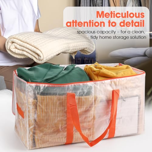 Clear Moving Bags - 9 pack Extra Large Heavy Duty Waterproof Clear Storage Bags,Backpack Straps for Packing or Travel,Oversized Foldable Moving Totes for Clothes,Alternative To Moving Box