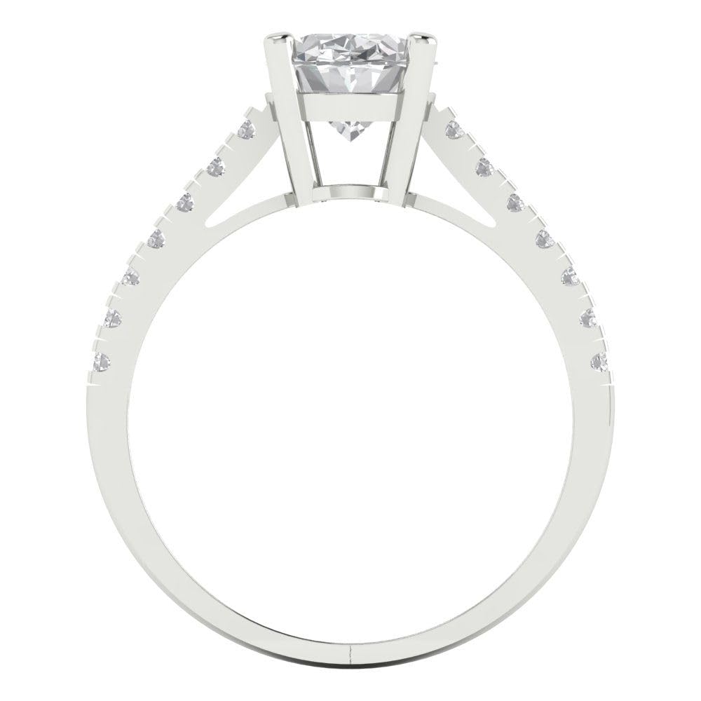 Clara Pucci 2.71ct Oval Cut Solitaire Lab Created White Sapphire Designer Anniversary Bridal Engagement Ring 14k White Gold 4