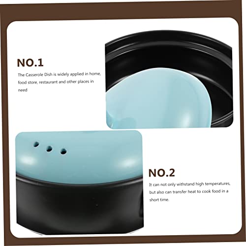 HEMOTON Ceramic Clay Pot Korean Clay Pot Stockpot with Lid Chafing Dishes with Lids Ceramic Stew Pot Oven Pot Sizzling Hot Pot Ceramic Cooking Pots Casserole Kitchen Stew Pot Blue Gas Food