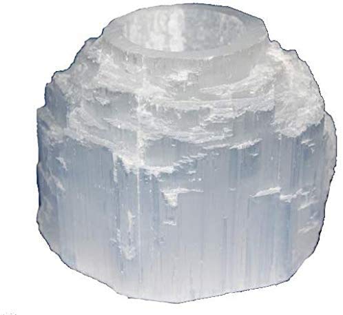 CircuitOffice Selenite Skyscraper Candleholder, 3-4" Size, Selenite Mountain, Selenite Tower Accent Candleholder for Natural Air Purifying, Cleansing, Healing, Metaphysical, Meditation or Decoration