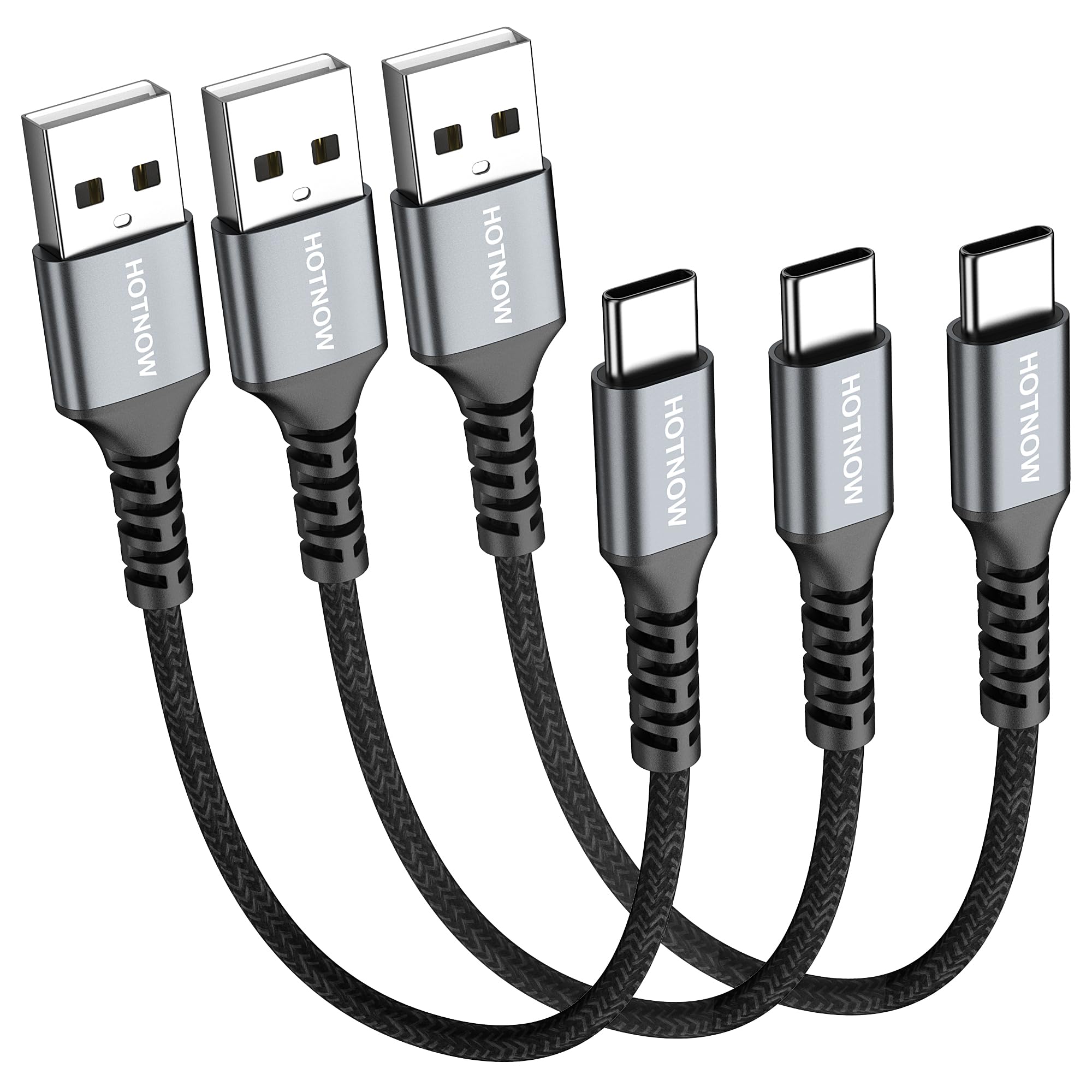 HOTNOW USB C Cable 10FT 2Pack, 3A Fast Charge 10 Foot USB A to USB C Nylon Braided Cords for Galaxy S10 S9 S8 Plus Note 9 8 and Other USB Type C Devices