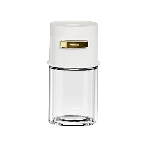 KLKCMS Pepper Container, Seasoning Shaker, Push Type Salts Control Bottle Seasoning Jar, Ration Spice Dispenser for Camp, Kitchen, Salts, Spice, Sugar, White