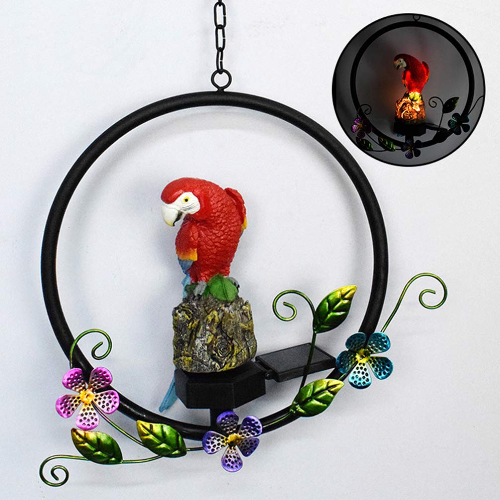 Uonlytech Parrot Light Red Parrot Pattern Solar Powered Lights Outdoor Lampara Solar para Exterior Courtyard Light Solar Garden Lights Solar Lamp Solar Light for Outside Portable Statue