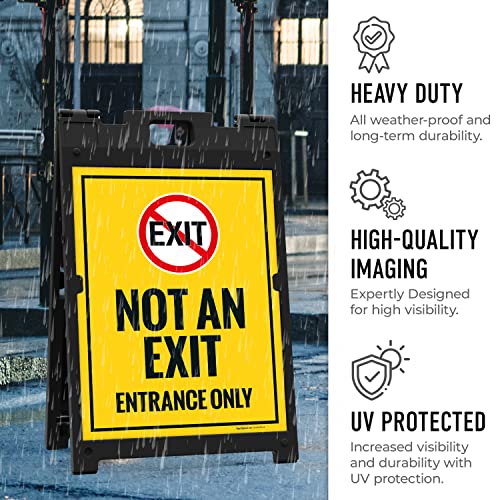 Enter Only Not An Exit Entrance Only With No Exit Symbol Sidewalk Sign Kit, 18x24 Inches, With A Frame Stand, Made in USA by Sigo Signs