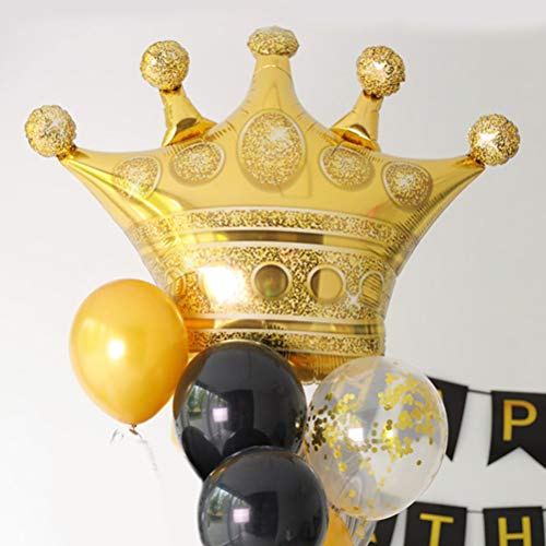 JANOU 6Pcs Gold Crown Balloons Foil Helium 30 Inch Crowns Balloons for Birthday Wedding Party Decoration