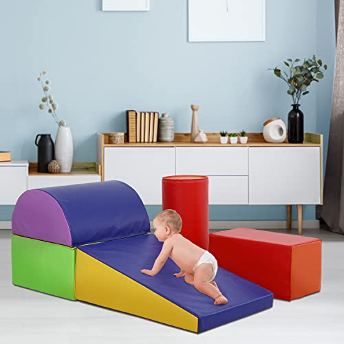 Dkelincs Climbing Toys for Toddlers 1-3, 5-Piece Crawl and Climb Foam Soft Play Equipment, Foam Climbing Blocks Activity Play Structures Indoor Baby Climber Sets