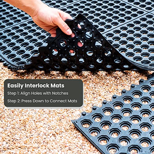 Envelor Interlocking Rubber Floor Mat for Restaurant Kitchen Floor Anti Fatigue Bar Door Mat Non-Slip Indoor Outdoor Shower Pool Drainage, Durable Garage Flooring 36 x 36 Inch