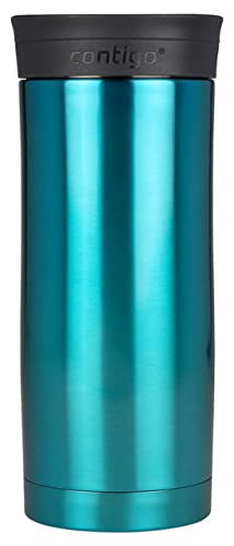 Contigo Huron Snapseal Travel Mug, Stainless Steel Thermal mug, Vacuum Flask, Leakproof Tumbler, Coffee Mug with BPA Free Easy-Clean Lid, Biscay Bay, 470 ml