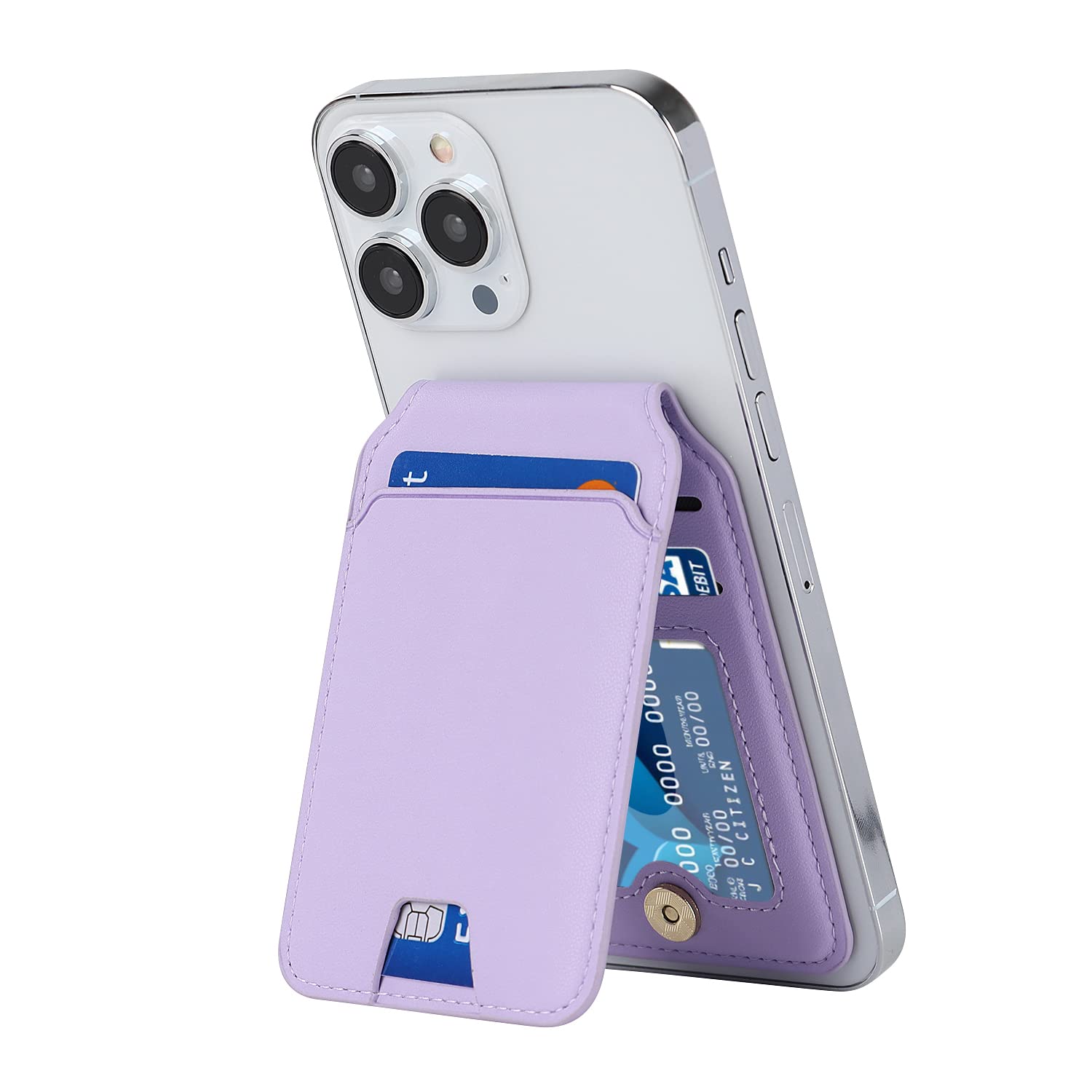 Cavor Magsafe Wallet for Apple Wallet Magsafe Magnetic Phone Magsafe Wallet 14 Pro Max/14 Pro/15/14 Plus/13/12 MagSafe Card Holder,Phone Wallet,Phone Case Credit for iPhone 15/13/12,Purple