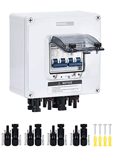 DIHOOL 16 Amp Outdoor Disconnect Box IP66 Waterproof, 2 in 2 Out Miniature Circuit Breakers with Power Distribution Box