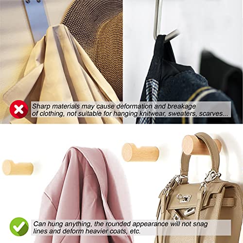 JOOPSHEE 24 Pack Wood Wall Hooks, Natural Wooden Coat Hooks Wall Mounted, Handmade Rustic Hat Hooks Heavy Duty Entryway Wall Hangers for Hanging Bags, Clothes, Towels (24pcs)