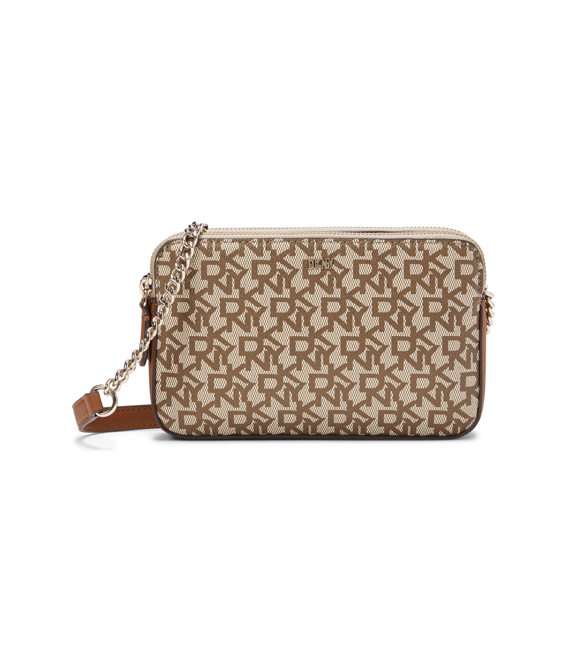 DKNY Veronica Double Zip Crossbody Chino/Caramel One Size
