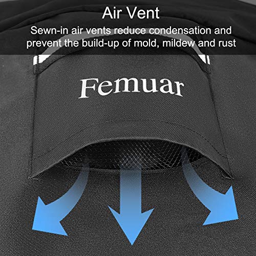 Femuar Outdoor Fire Pit Cover, 36 x 20 inch Waterproof 600D Heavy Duty Round Patio Table Cover Rip Resistant Gas Fire Table Cover, Black