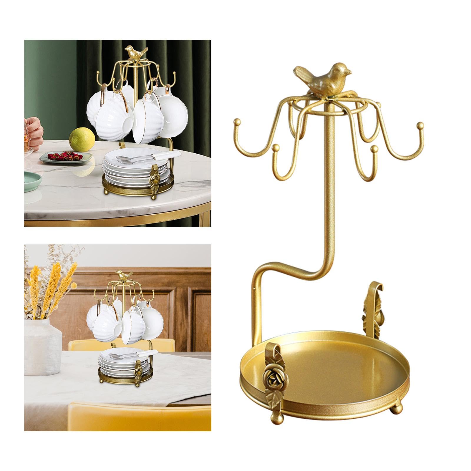IEUDNS Coffee Cup Holder Cups Organizer Stand Mug Cup Holders Tea Cup Storage Rack for Restaurant Office Living Room Kitchen Counter, Gold