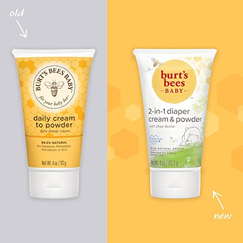 Burt's Bees Baby Daily Cream to Powder, Talc-Free Diaper Rash Cream - 4 Ounce (Pack of 3)