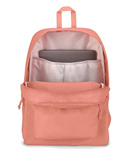 JanSport Superbreak Plus FX Backpack - Work, Travel, or Laptop Bookbag with Water Bottle Pocket, Happy And Sad Pink