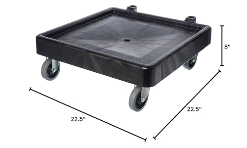 Carlisle FoodService Products E-Z Glide Warewashing Rack Dolly Dishwashing Rack Dolly with Drain for Kitchen and Restaurants, Plastic, 22.5 X 22.5 X 8 Inches, Black